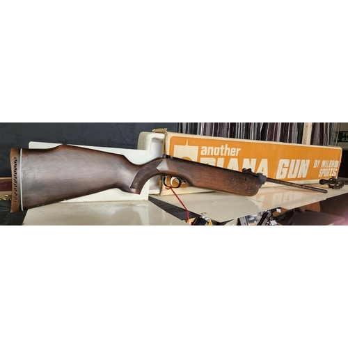 MILBRO SERIES 70 MODEL 71 AIR RIFLE 22 CAL DIANA WITH BOX AND SCOPE VINTAGE