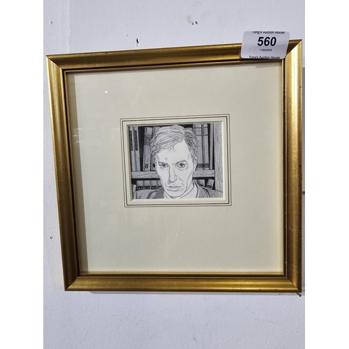 Original pen and ink drawing of Boris Pasternak by Robin Jaques which ...