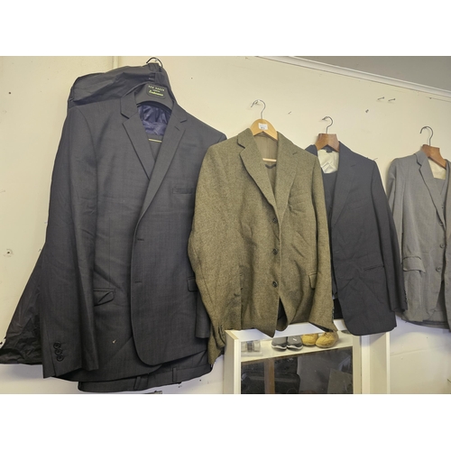 2 QUALITY 3 PIECE SUITS, PLUS TWEED JACKET VARIOUS SIZES INCLUDED TED BAKER