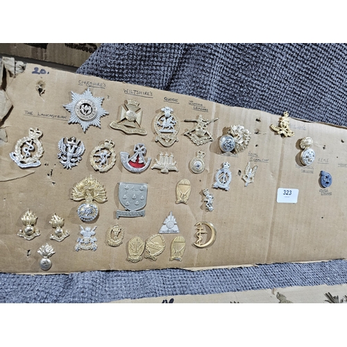 Large collection of military cap and pin badges 31 in total