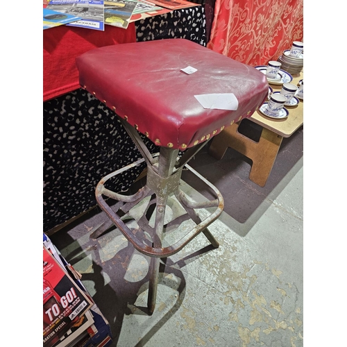 Vintage Evertaut Stool with Red Upholstery