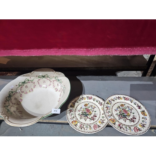 Large Maple&Co Ceramic Bowl and two Ceramic Ironstone Plates by Masons