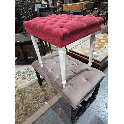 Vintage double bobble leg stool and Stewart Jones bedroom stool