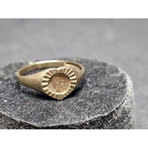 9ct gold coin ring with gold coin 1.4g