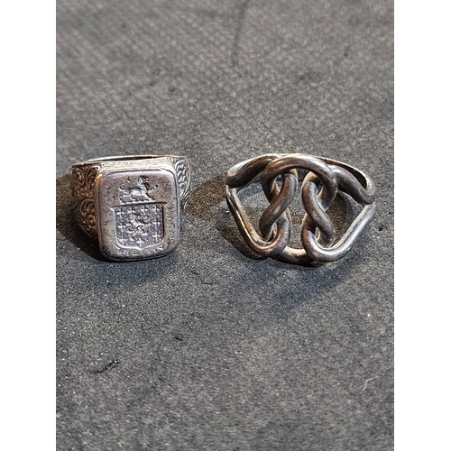2 Sterling silver very large gents rings size X1 the other size R.