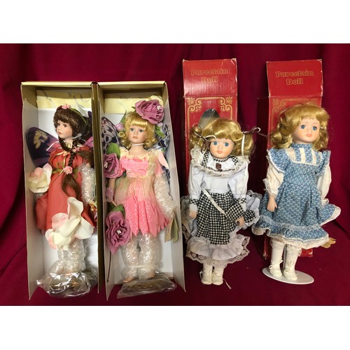 4 porcelain dolls, 2 from the Palmary collection three hearts Annie and ...