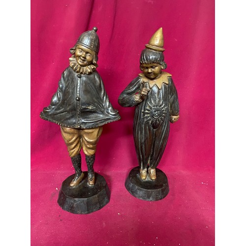 2 metal clown figurines in the style of Demétre Chiparus measuring 44 ...