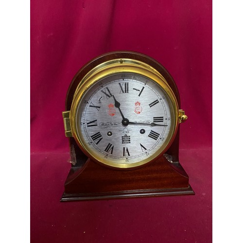 Ships clock made by Sewills, Maker to the Admiralty. Stands 24cms in ...