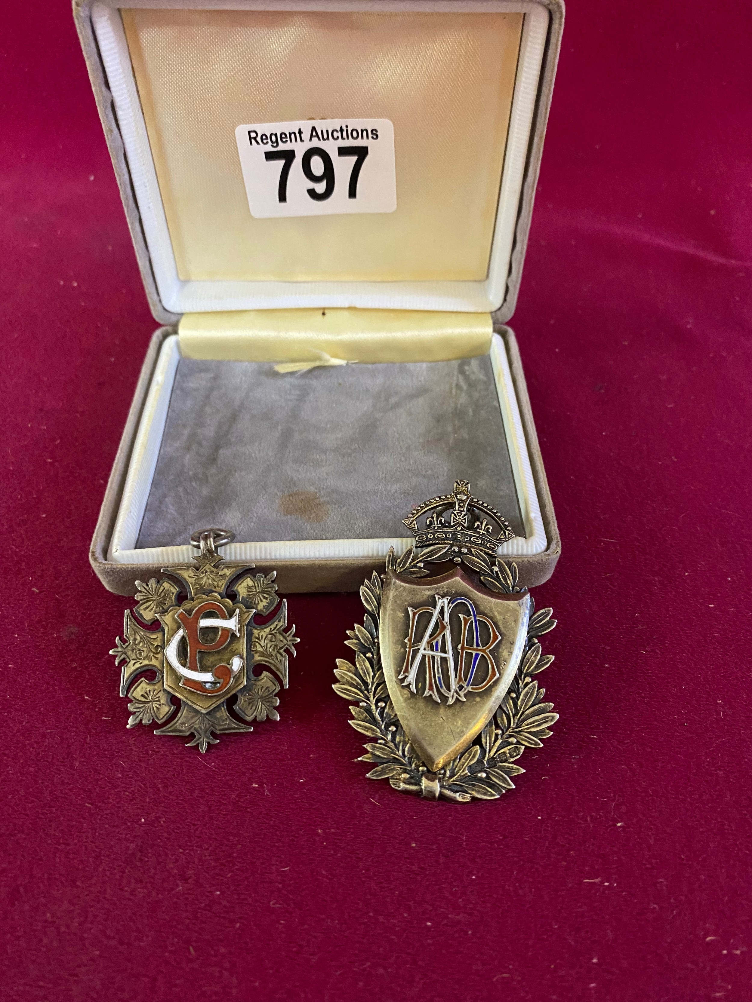 Pair of Victorian 1903 solid silver (hallmarked) and enamel moston ...