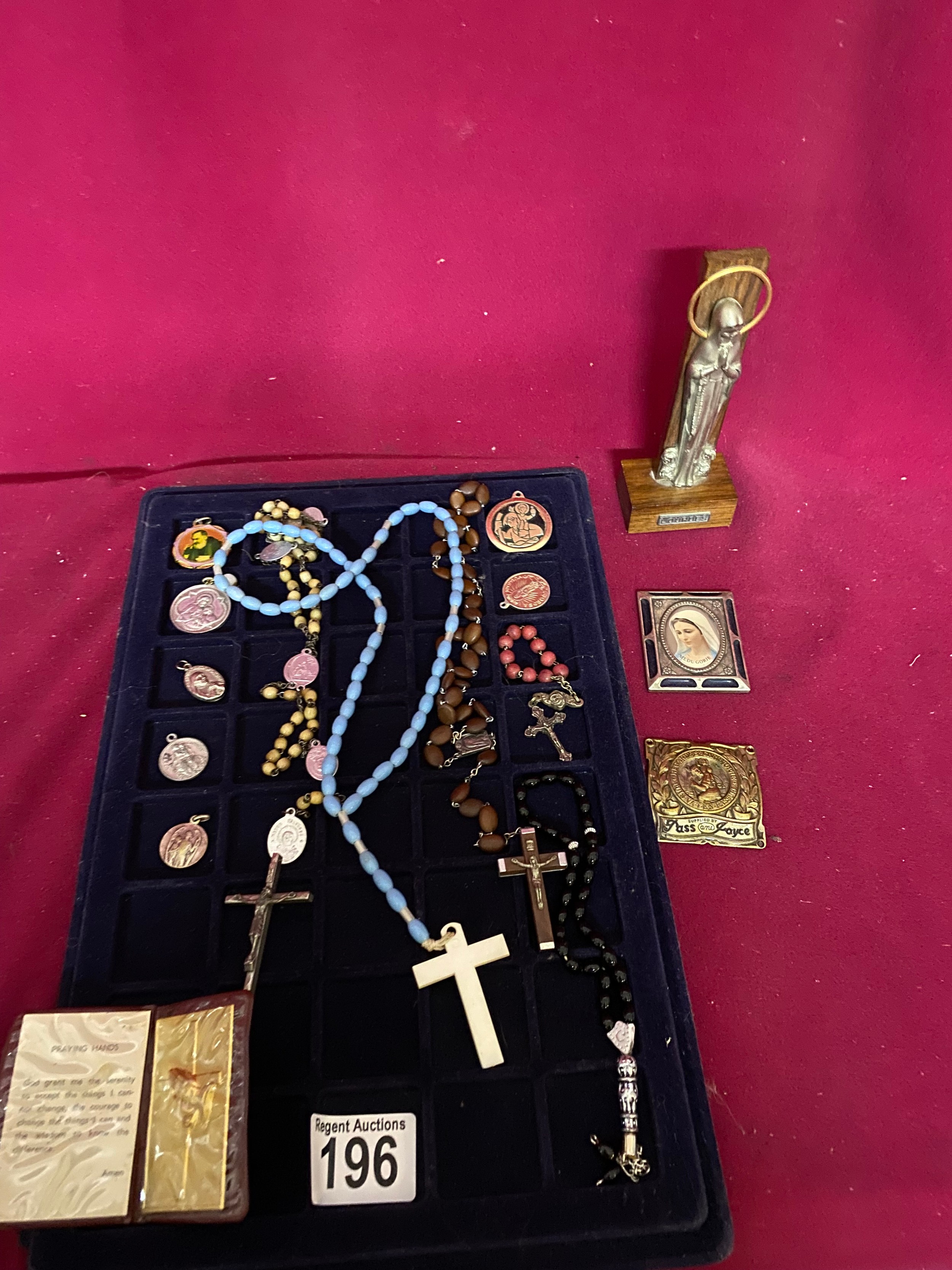 Vintage religious items including Rosary Beads, crucifixes, Pope ...