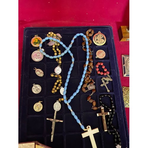 Vintage religious items including Rosary Beads, crucifixes, Pope ...