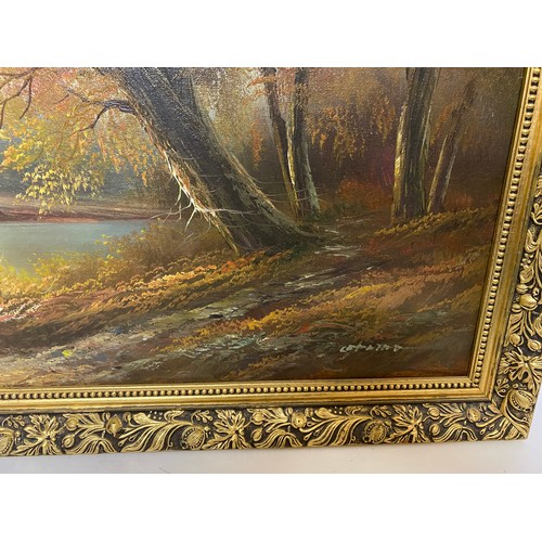 Antique oil on canvas picture, signed and in gold ornate framed.