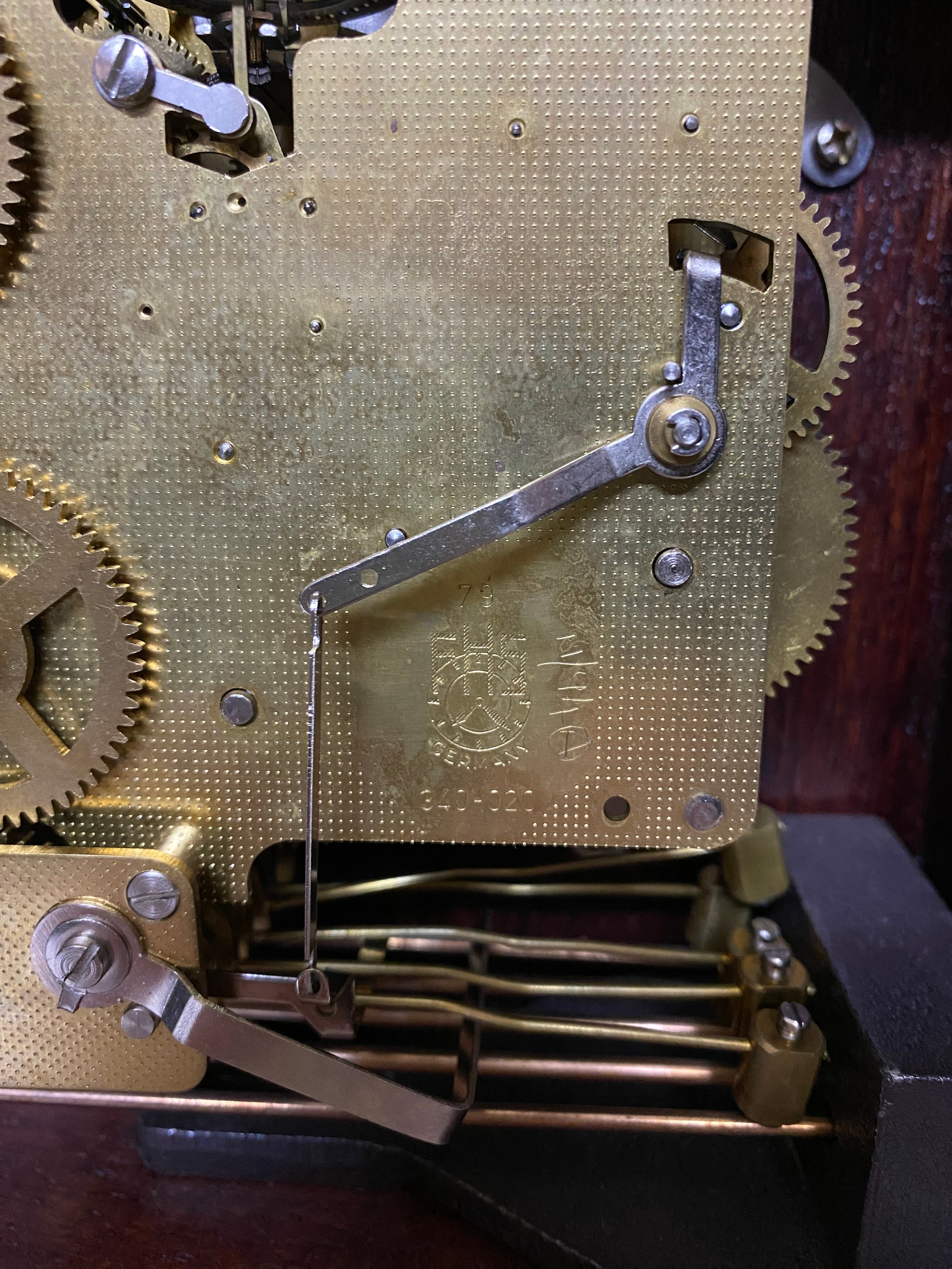 Vintage mantle clock with keys and instructions, stamped Germany FHS ...