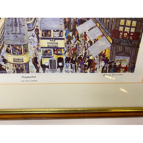 Framed artwork of Haymarket by Terry Gorman, 134/500