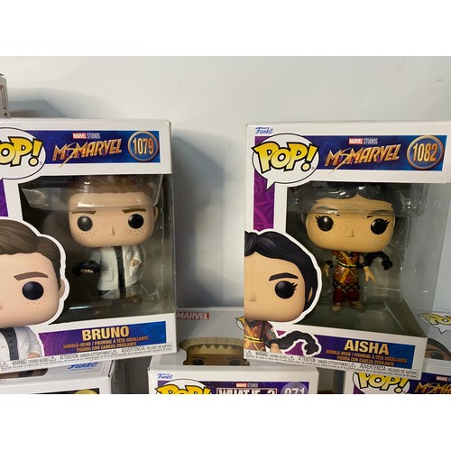 Selection of Marvel POP figures, Boastful Loki, Aisha, Bruno, Najma and ...