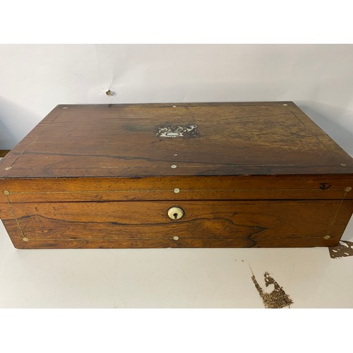 Antique writing box, Sorrento ware box and a 2 drawer miniature table ...