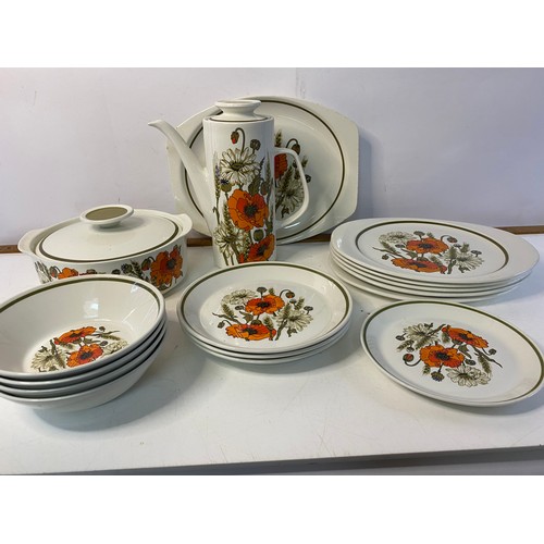Retro 1960's/70's J & G Meakin "Poppy Pattern" pottery including coffee ...