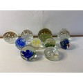 Selection of 10 paperweights of various designs and sizes