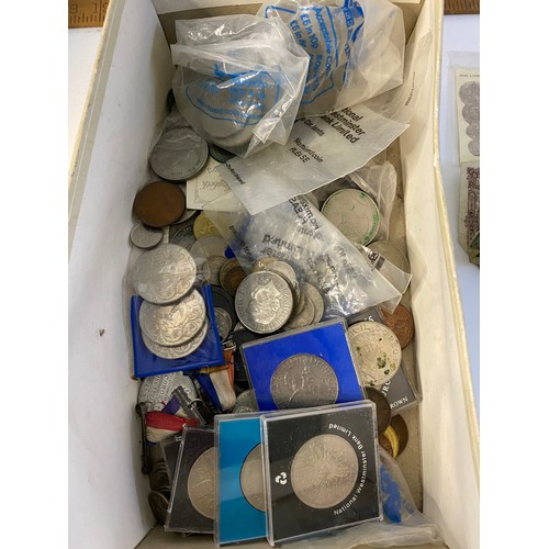 Assortment of old coins and banknotes