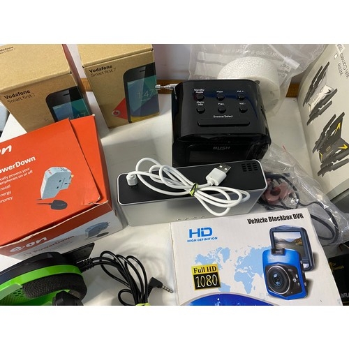 Box of gadgets and small electricals including mobile phones ...