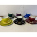 6 x Vintage Harlequin "Farolina" china trios