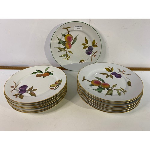 Collection of Royal Worcester 'Evesham' plates, 12 with gold rims and 1 ...