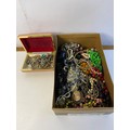 Shoebox filled with costume jewellery