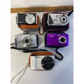 Collection of 5 x cameras, a Vivitar Vivicam F128, a Traveler SW-12, a ...