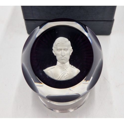 BACCARAT CRYSTAL PAPERWEIGHT "THE PRINCE OF WALES" (Now King Charles ...
