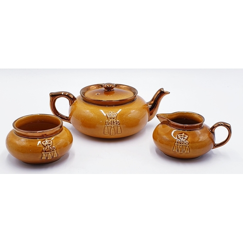 DAVISON NEWMAN & Co Ltd TEAPOT , SUGAR BOWL And CREAM JUG "BOSTON TEA ...