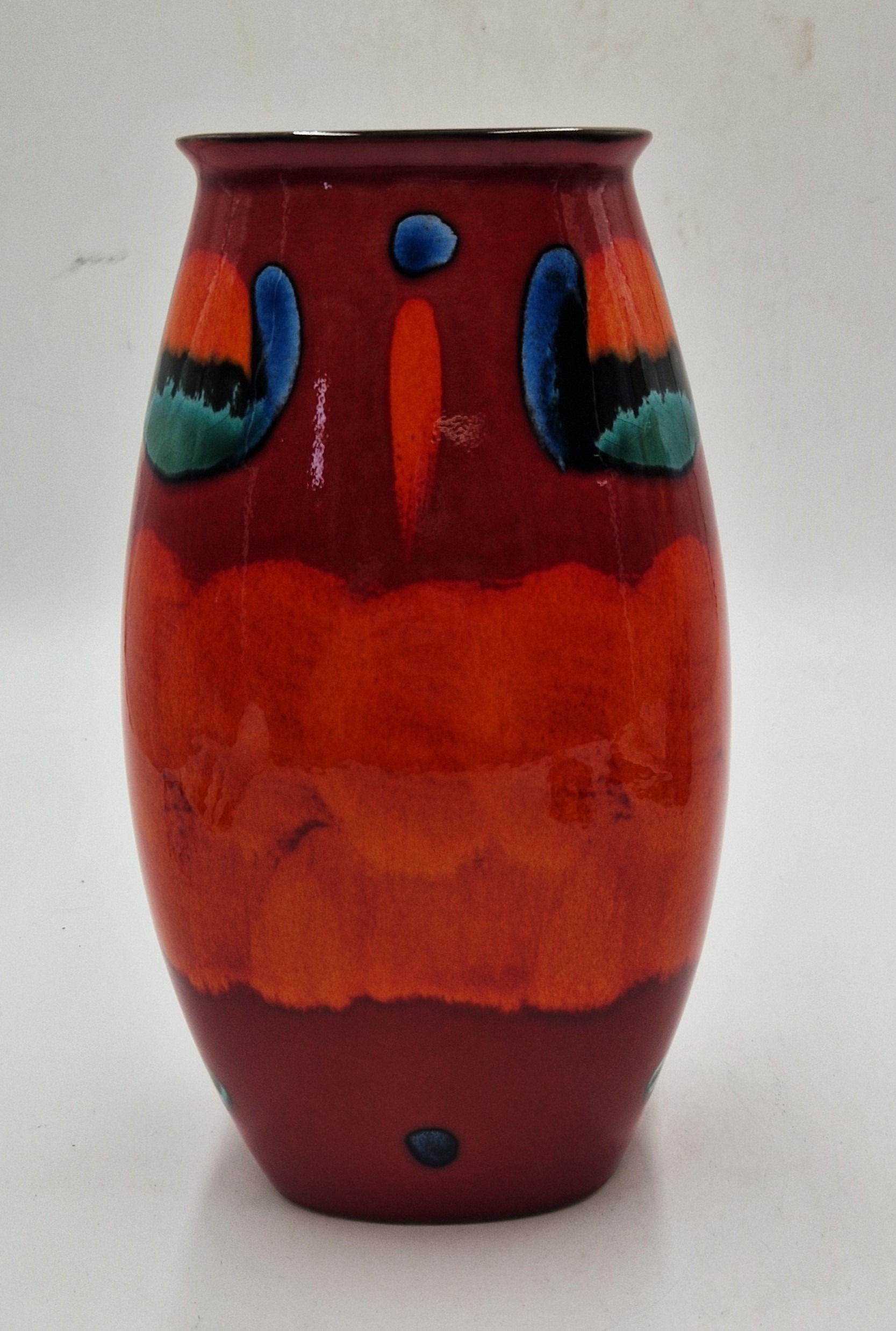 POOLE POTTERY Large 25.5cm VASE IN THE VOLCANO DESIGN