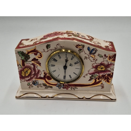 MASONS IRONSTONE MANTLE CLOCK IN THE RED MANDALAY DESIGN