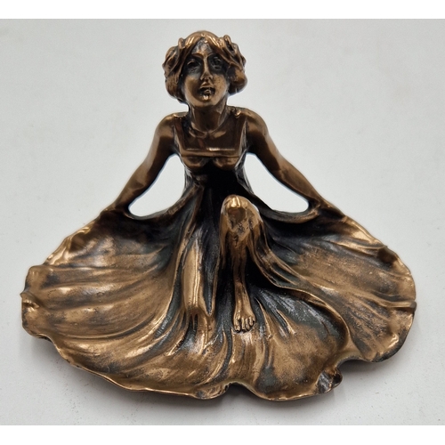 BRASS 12cm ART NOUVEAU LADY DISH