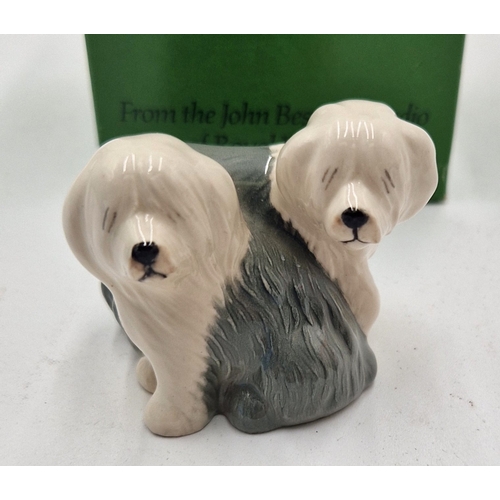 BESWICK Miniature 5cm MODEL OF TWO OLD ENGLISH SHEEP DOGS (Original Box)