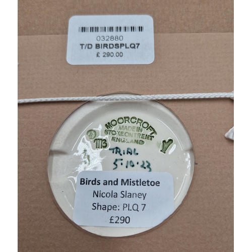 MOORCROFT 19cm x 19cm FRAMED PLAQUE "BIRDS And MISTLETOE" (Shape No ...