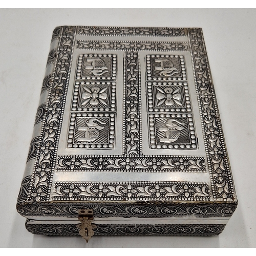 SILVER BOOK SHAPED INDIAN JEWELLERY BOX