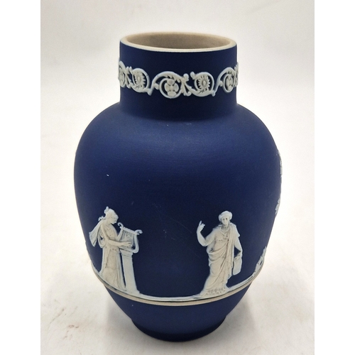 ADAMS DARK BLUE JASPER WARE 15.5cm VASE