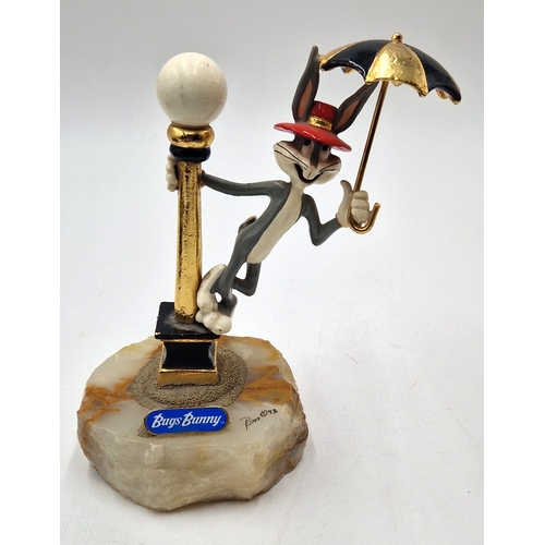 RON LEE 18cm SCULPTURE OF BUGS BUNNY HOLDING ON TO A LAMP POST WITH HIS ...