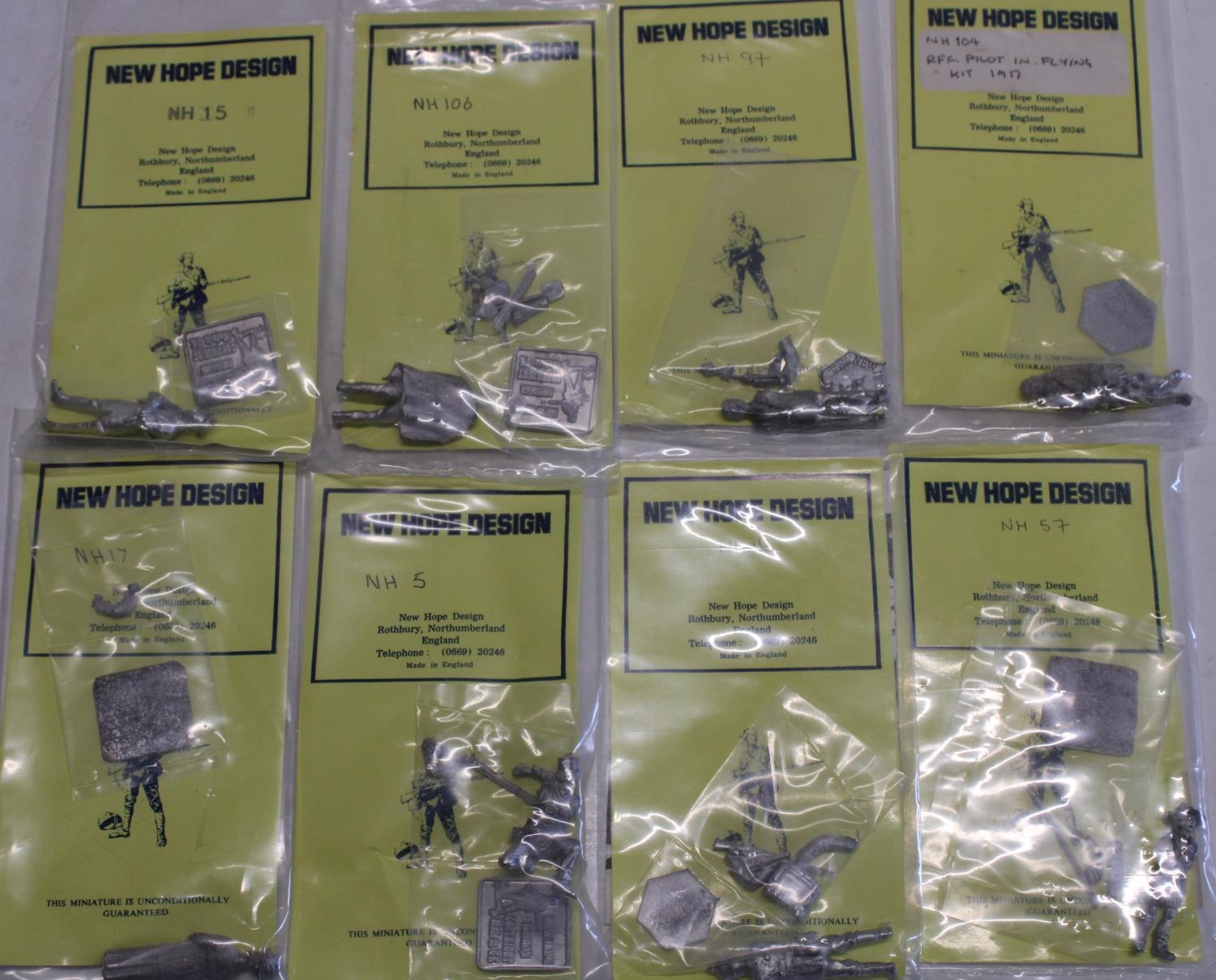 Eight sealed New Hope Design metal military figures