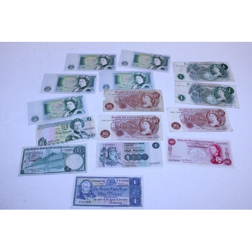 A selection of assorted old British bank notes