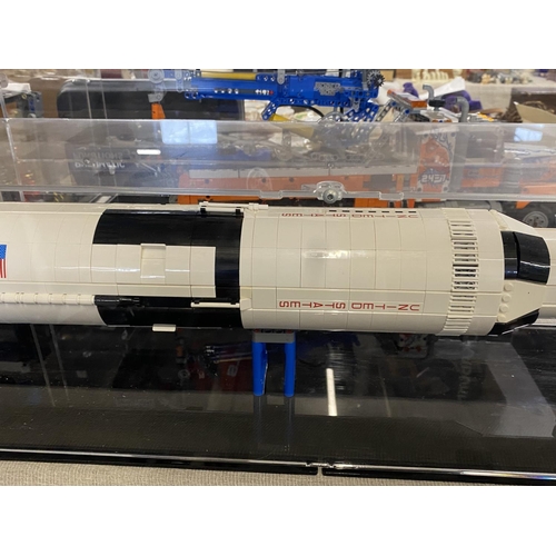 A Lego Nasa Apollo Saturn V model 21309 in display case, with original ...