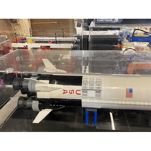 A Lego Nasa Apollo Saturn V model 21309 in display case, with original ...