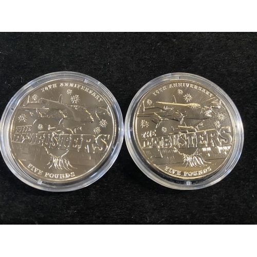 Two 2013 Dam Busters UNC £5 coins