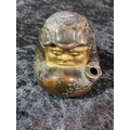 A unusual antique Japanese bronze inkwell with original liner, damage ...