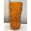 A Whitefriars Geoffrey Baxter design Orange bark effect vase h19cm