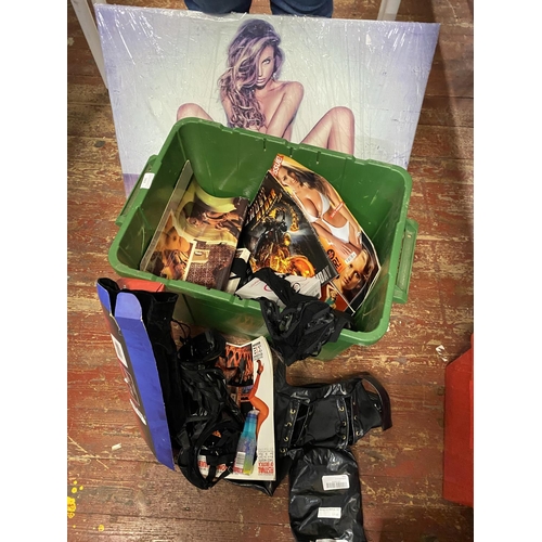 A box of assorted Adult only items