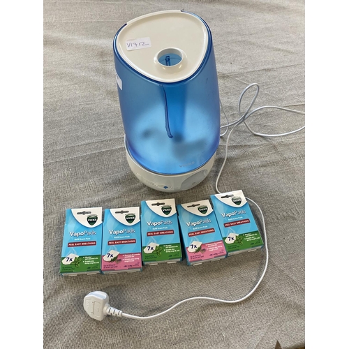 A Vicks humidifier and Vapor Pods (untested), shipping unavailable