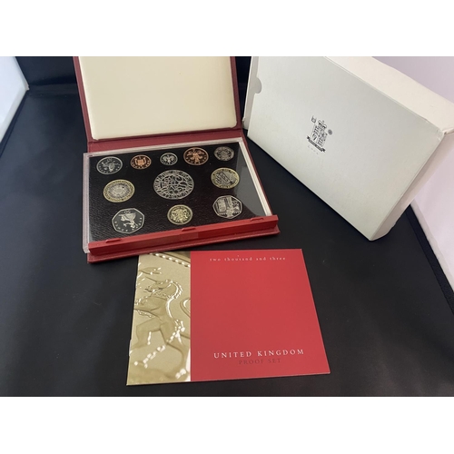 A set of uncirculated British proof coins for 2003