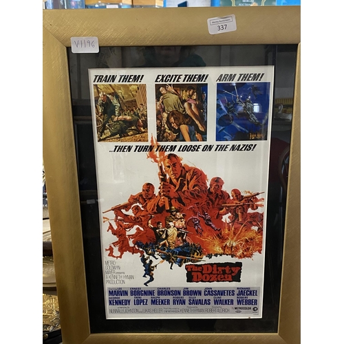A framed 'The Dirty Dozen' poster 58x43cm, shipping unavailable