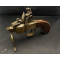 A circa 1780's table top flintlock tinder lighter, with brass box-lock ...